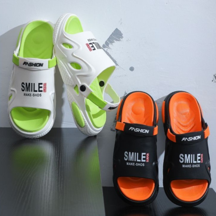 SHO-M-9911 รองเท้าผู้ชาย แตะแบบสวม ส้นแบน วัสดุยาง PVC ใส่สบาย มีสายรัด ...