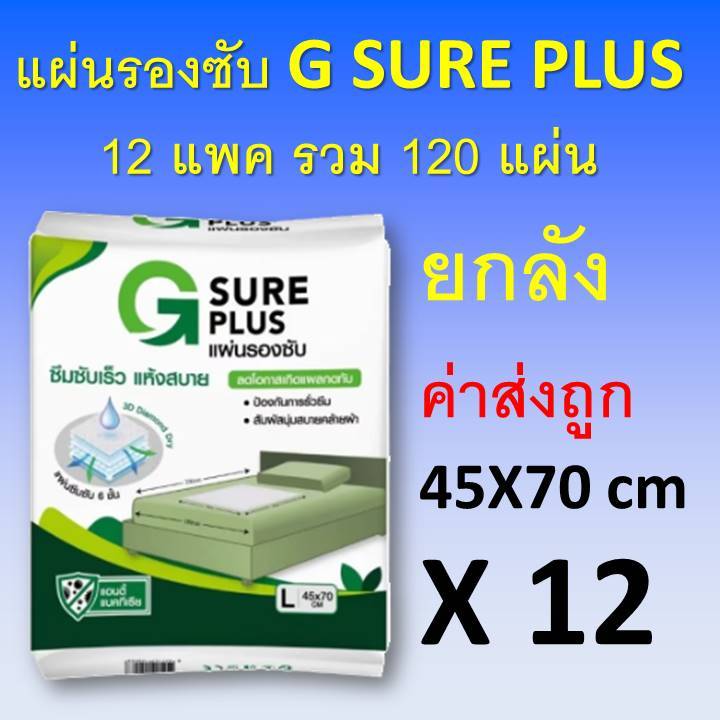 ยกลัง G sure plus แผ่นรองฉี่ 12 แพค แผ่นรองฉี่สัตว์เลี้ยง แผ่นรองฉี่คนป่วย จีชัว จีชัวพลัส ...