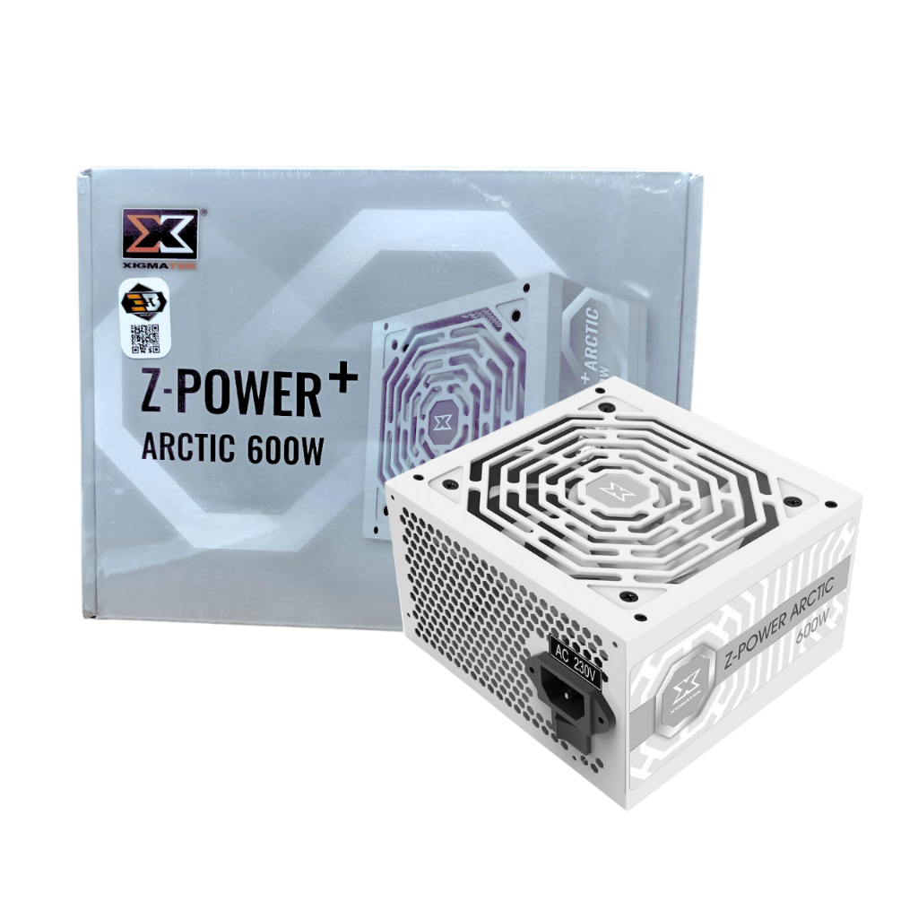 600W (WHITE) POWER SUPPLY (อุปกรณ์จ่ายไฟ) XIGMATEK Z-POWER+ 230V FAN120MM. multi gpu support6 ...