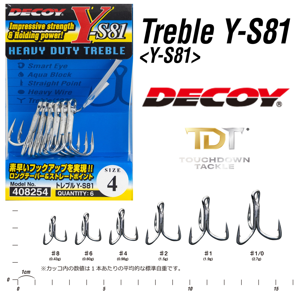DECOY Y-S81 TREBLE *** ตัวเบ็ดสามทาง ปลายตรง ทรงยอดนิยม JAPAN 100% *** | Shopee Thailand
