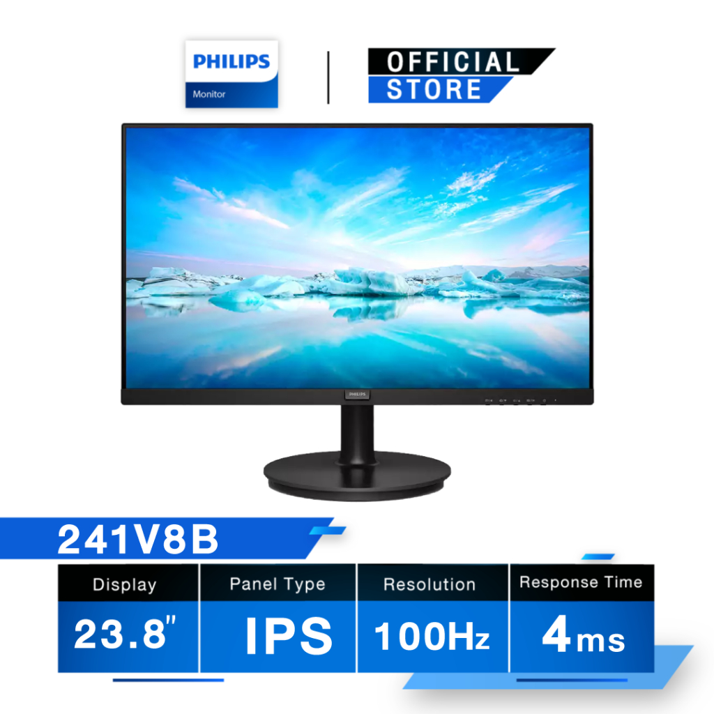 Philips รุ่น 241V8B (จอนิเตอร์) 23.8'' IPS (VGA, HDMI 1.4, HDCP 1.4 ...