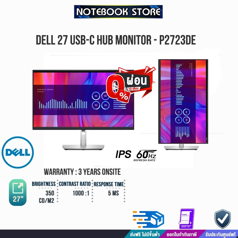 [ผ่อน0%10ด.][รับเพิ่ม! แผ่นรองเม้าส์ Gaming ขนาดใหญ่]Dell 27 USB-C Hub ...