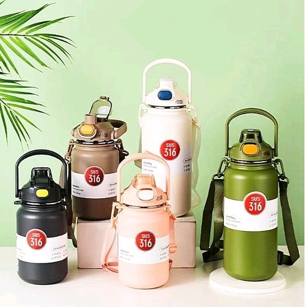 กระบอกน้ำเก็บเย็น 1.2L 1.4Lลิตร สแตนเลส 316 กระติกเก็บความเย็น แก้วเก็บความเย็น พร้อมหลอด เก็บ ...