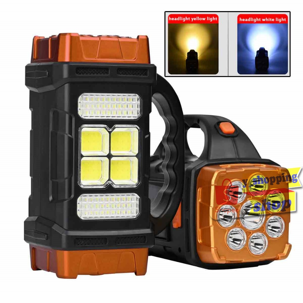 SALEสินค้ามีตำหนิ--HB-1678 ไฟฉายโซล่าเซลล์ แรงสูง 8 LED ไฟเหลือง+8 LED ...