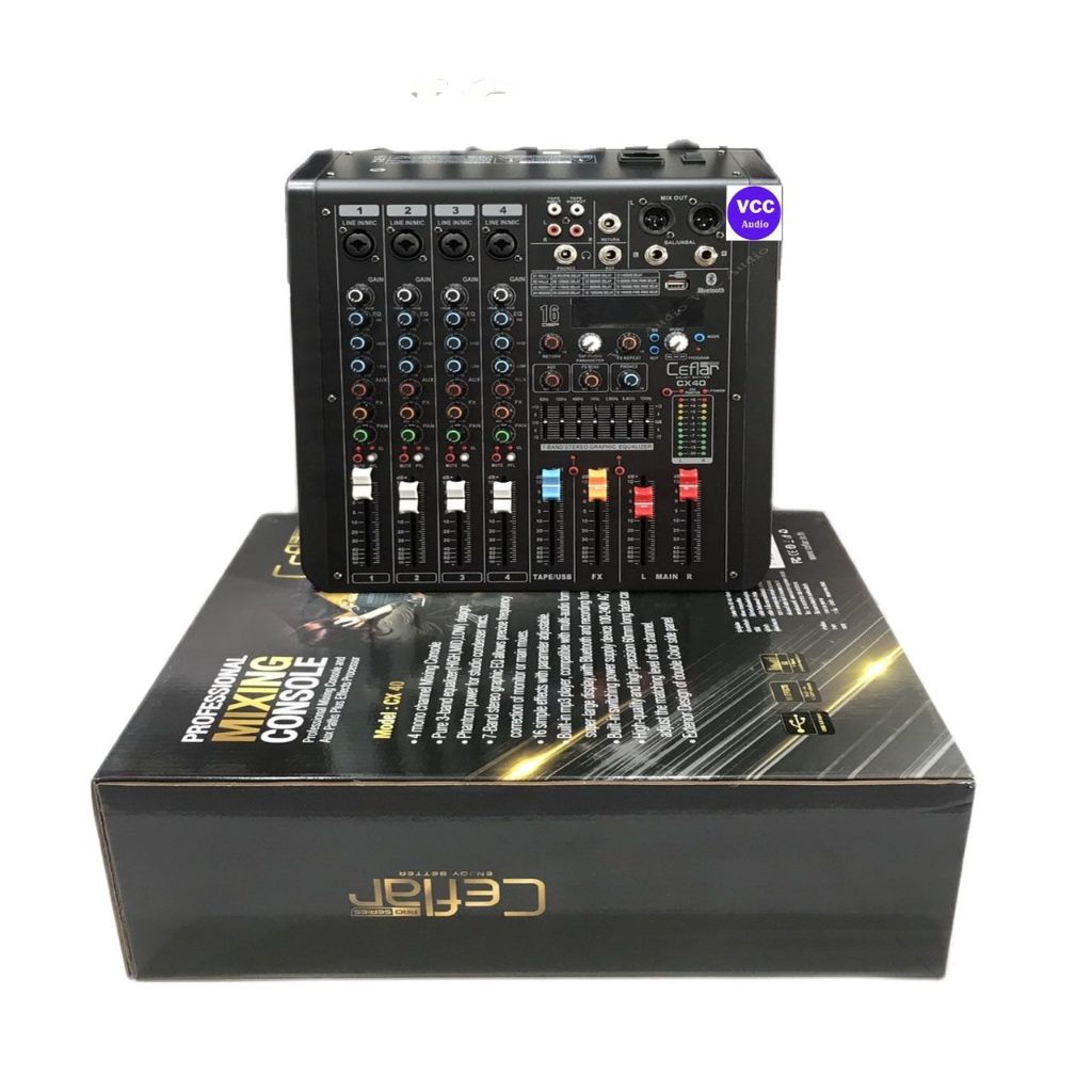 Ceflar CX-40 MIXER มิกเซอร์อนาล็อก ช่องเสียบไมค์ 4 ช่อง มิกซ์เซอร์พร้อมเอฟเฟคแท้ Ceflar(เคฟลาร์ ...