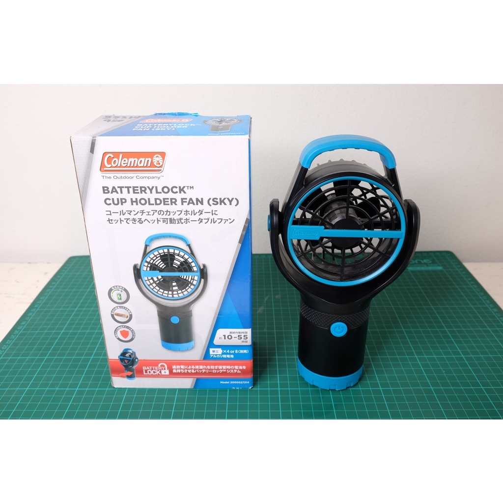 พัดลมแคมป์ปิ้ง Coleman battery lock cupholder fan blue สีฟ้า สภาพดีผ่าน ...