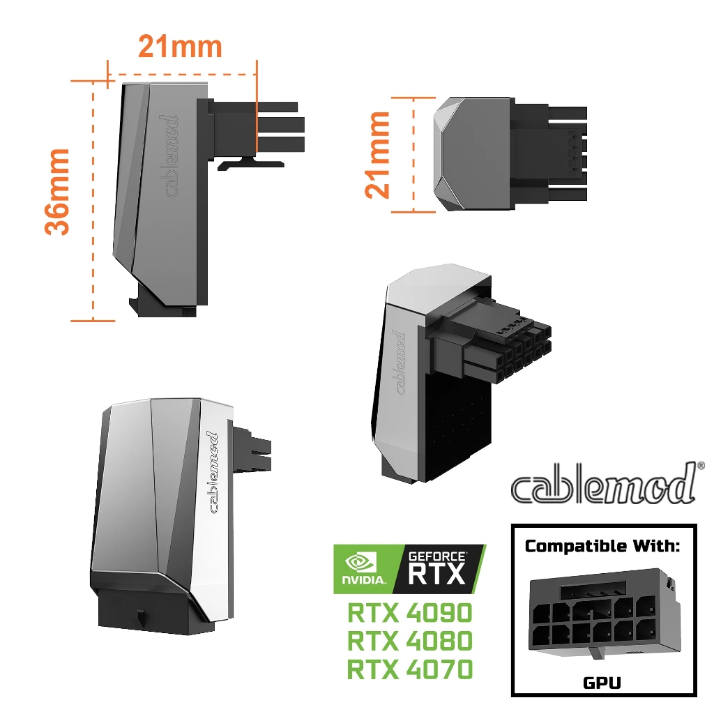 [พร้อมส่ง] CableMod 12VHPWR 90 Degree Angled Adapter (Variant B) V1.1 ...