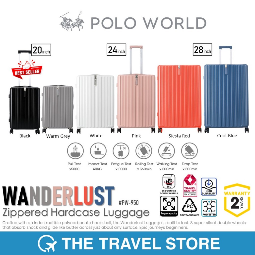 POLO WORLD PW-950 Wanderlust Hardcase Luggage กระเป๋าเดินทาง โปโลเวิล์ด | Shopee Thailand