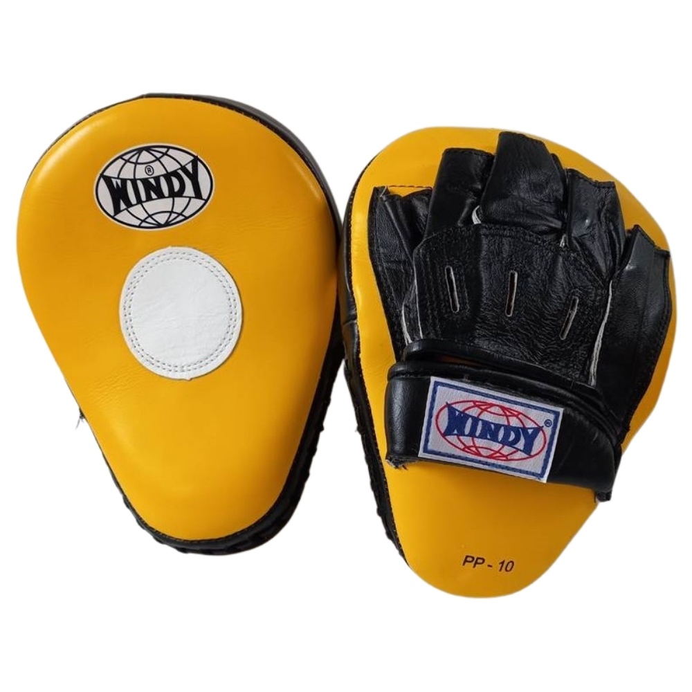 Windy focus mitts Punching PP-10 Yellow Genuine leather for Training เป้ามือวินดี้ แบบโค้ง สี ...