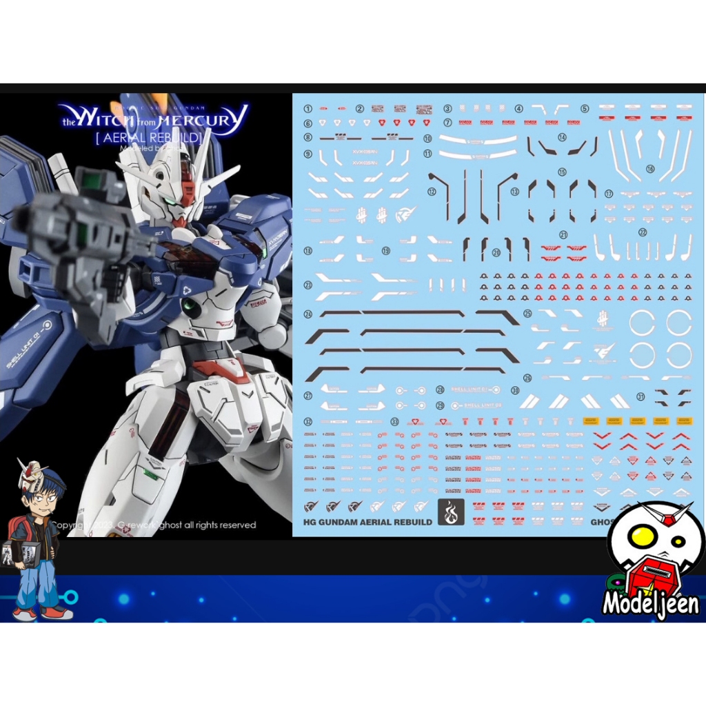 (Ghost Decal) Water Decal 166 HG 1/144 Gundam Aerial Rebuild | Shopee ...