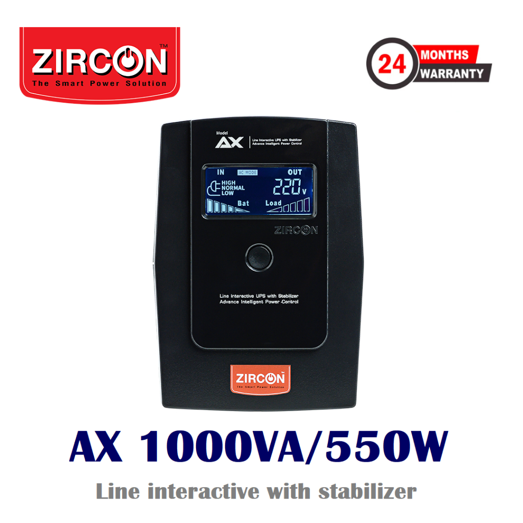 ZIRCON AX 1000VA/550W Smart UPS เครื่องสำรองไฟ Line Interactive with ...