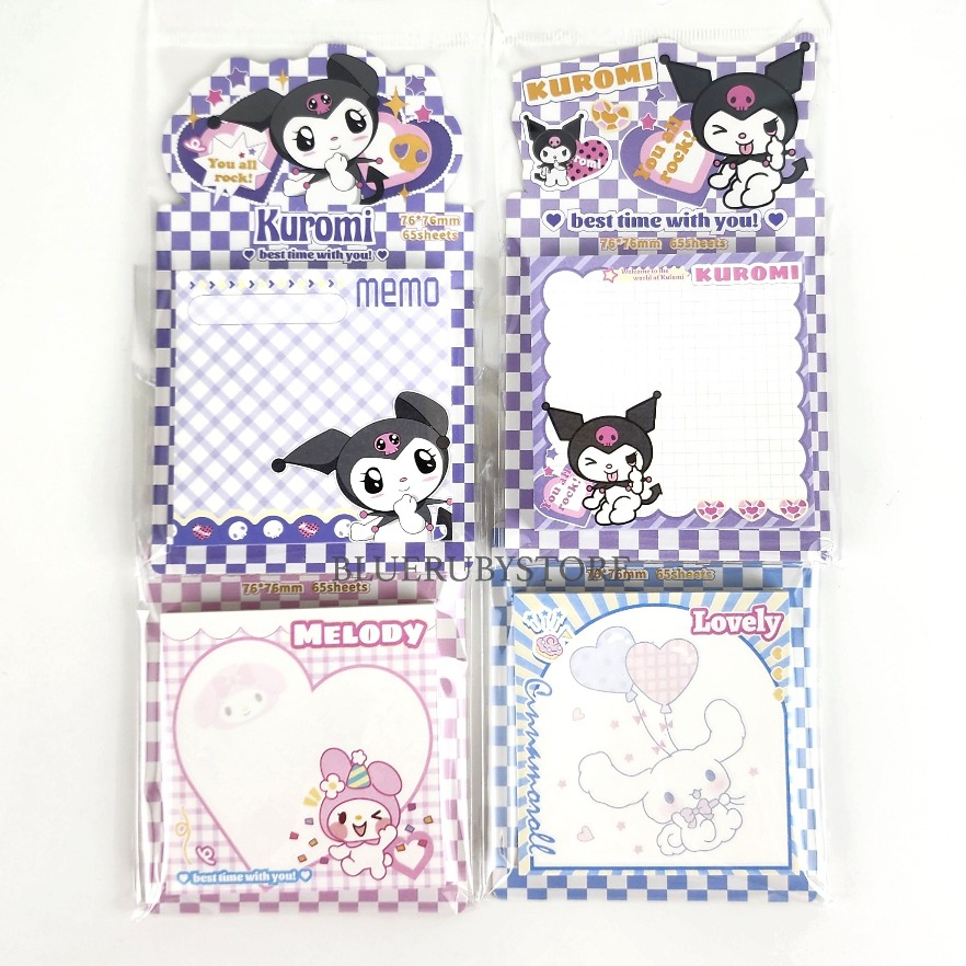 พร้อมส่ง💕 กระดาษโน๊ต ลายการ์ตูน Sanrio memo (7.6x7.6cm) 65แผ่น ซานริโอ้ ...