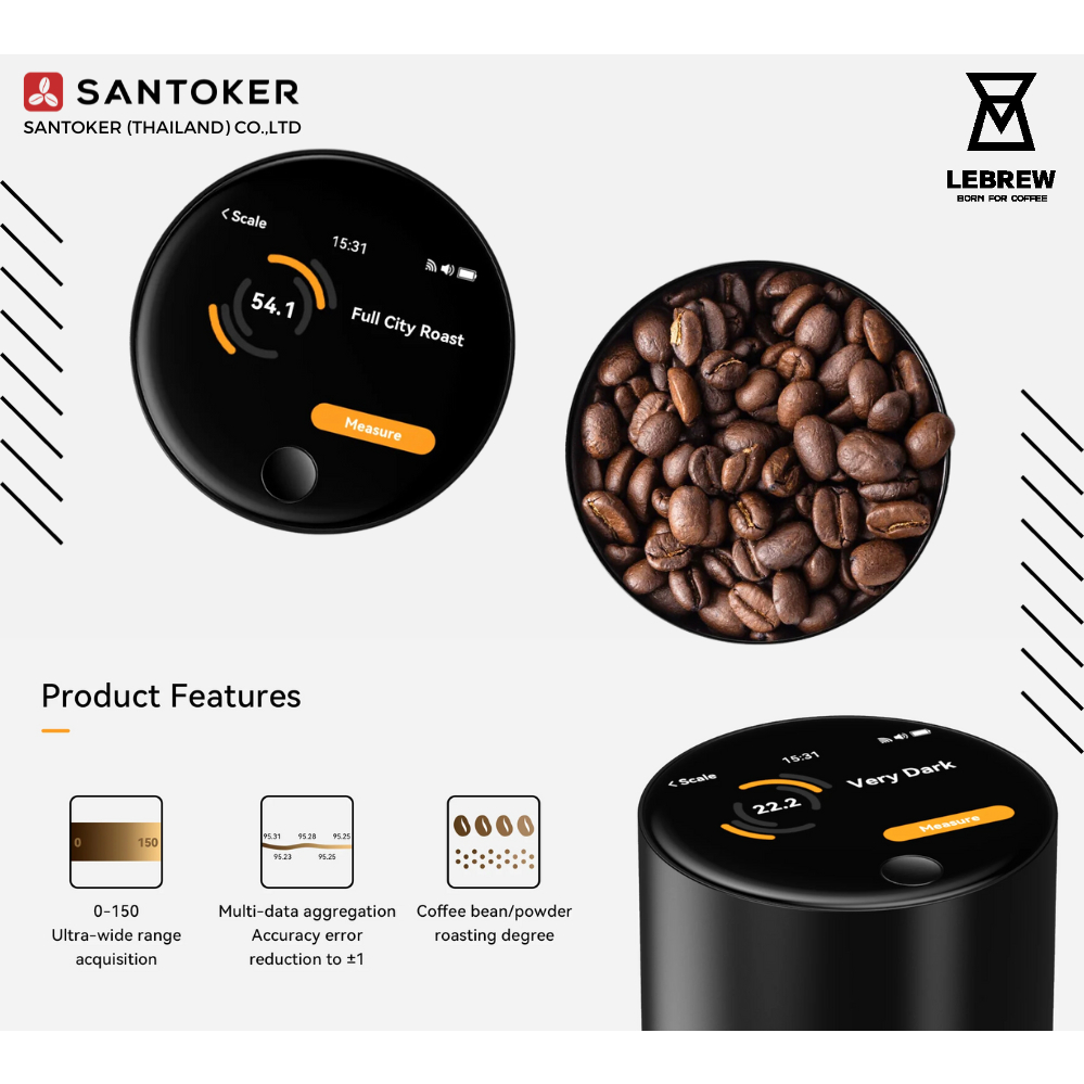 Lebrew เครื่องวัดสีเมล็ดกาแฟ Agtron Scale Coffee Roast Color Analyzer ...