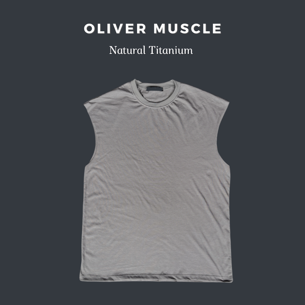 เสื้อแขนตัดทรงเกาหลีสีไทเทเนี่ยม แบรนด์ OLIVER MUSCLE | Shopee Thailand