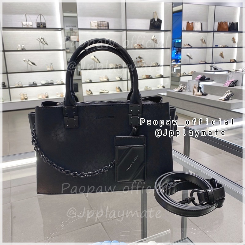 กระเป๋า Charles & Keith รุ่น Double Top Handle Structured Bag : CK2 ...