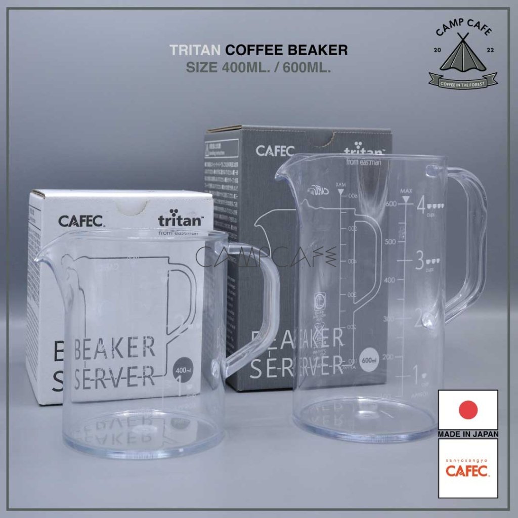 Cafec Tritan Beaker 400ML. / 600ML. | พลาสติกไททันรองดริปเปอร์มีหูจับ | Shopee Thailand