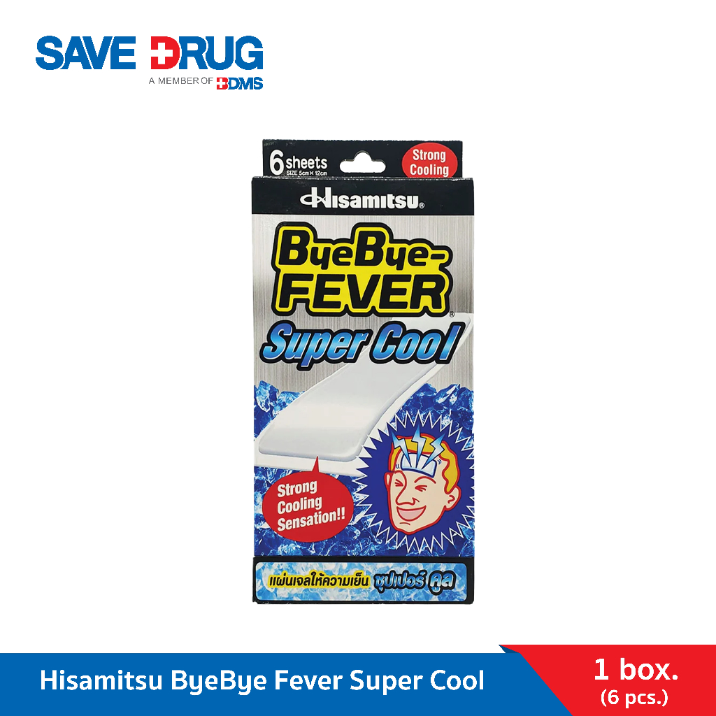 Hisamitsu ByeBye Fever Super Cool 6 sheet แผ่นเจลระบายความร้อน เจลลดไข้ ...