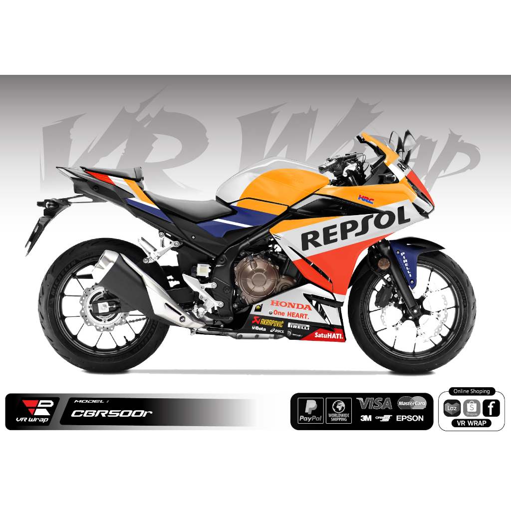 สติ๊กเกอร์ HONDA Cbr500r New ลาย Repsol | Shopee Thailand