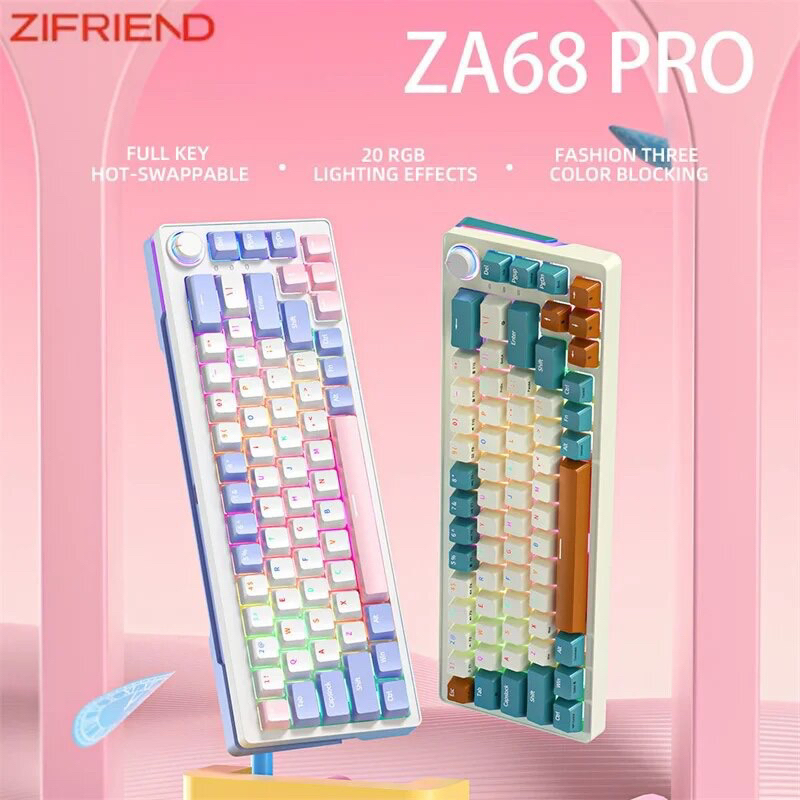 ZIFRIEND ZA68 Pro - คีย์บอร์ดขนาด 65% คีย์บอร์ดไร้สาย Bluetooth ...