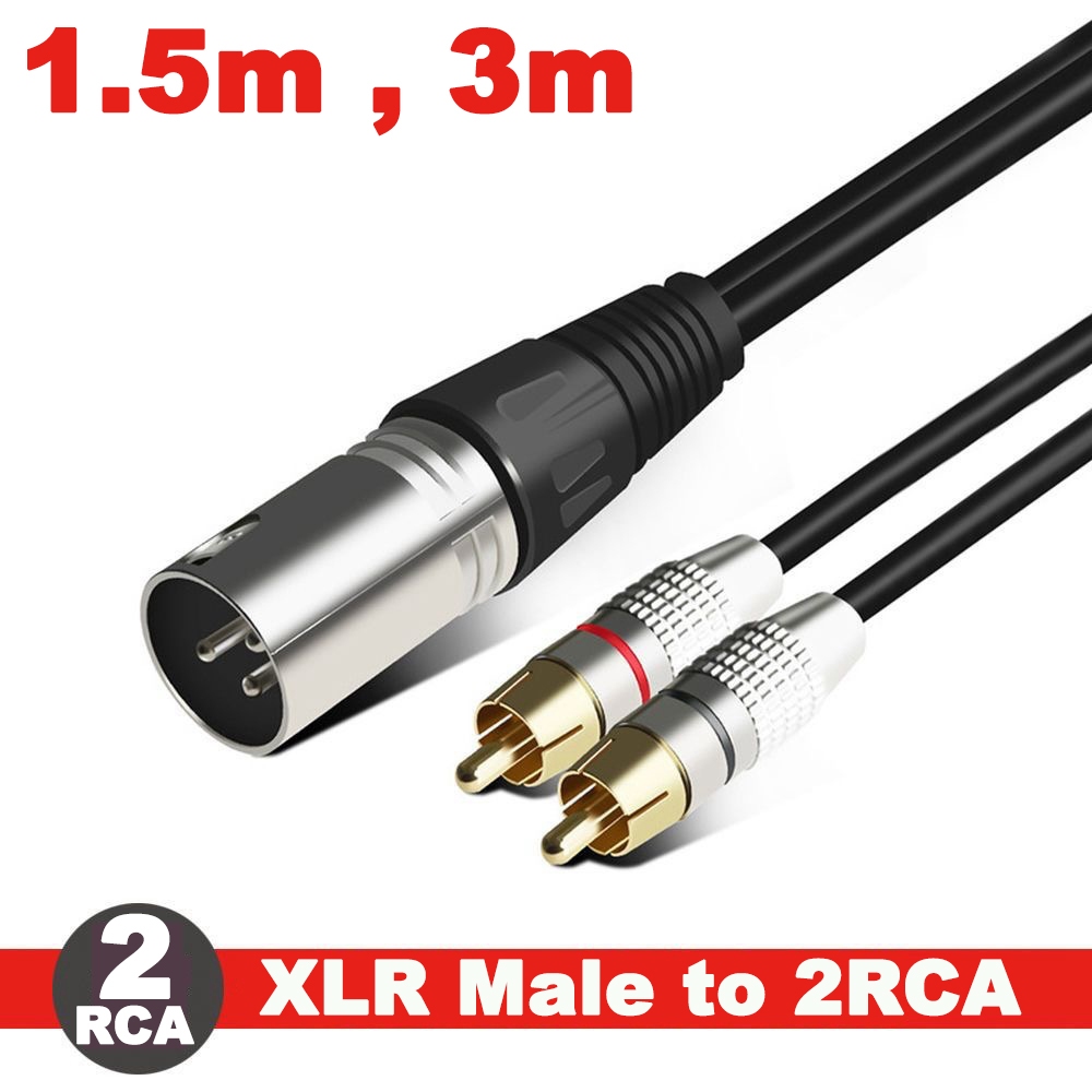 สาย Cannon Male to RCA 1.5m,3m Amplifier Mixing Plug AV Cable XLR to ...