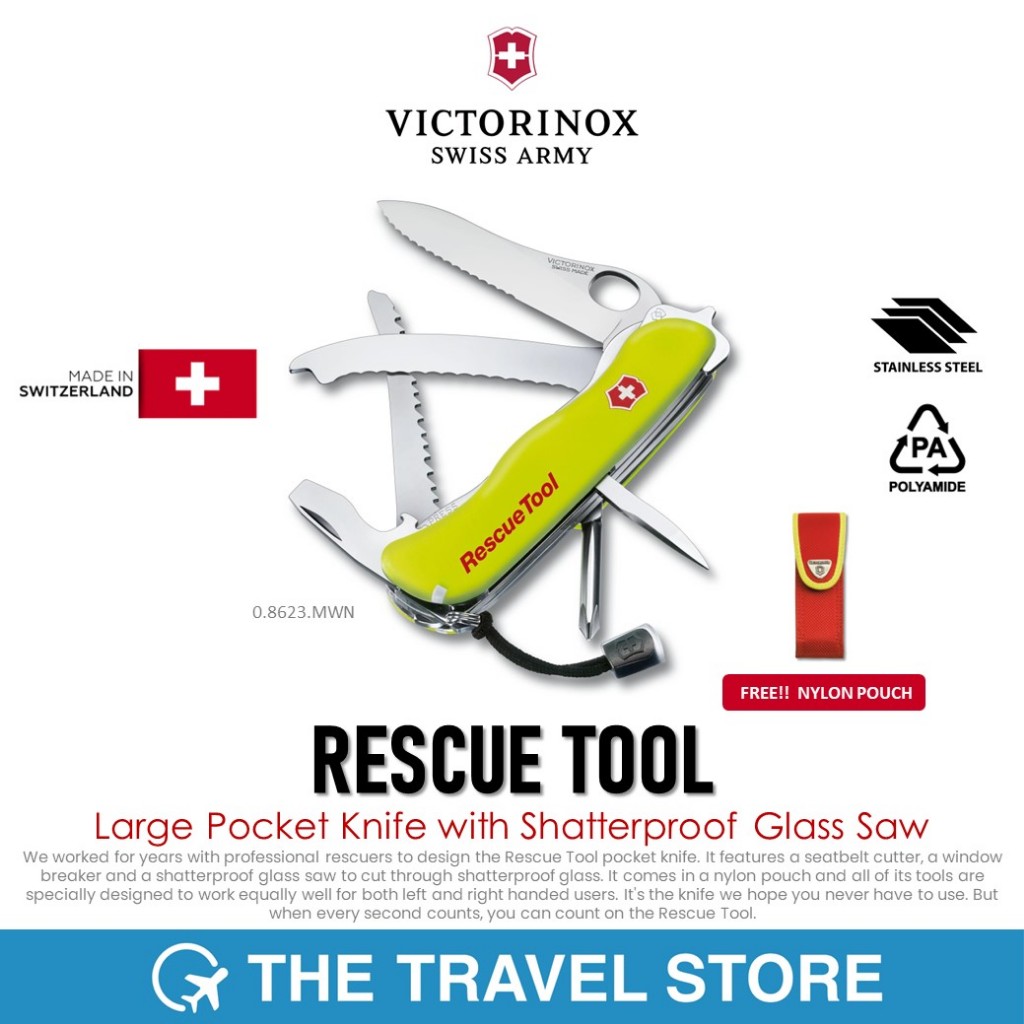 VICTORINOX Rescue Tool Large Pocket Knife with Shatterproof Glass Saw ...