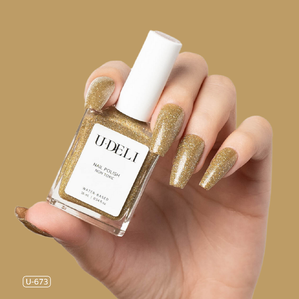 สีทาเล็บกึ่งเจล (ไม่อบ) U-DELI U-673 Flash Light สีกึ่งเจลกลิตเตอร์แฟลช ...