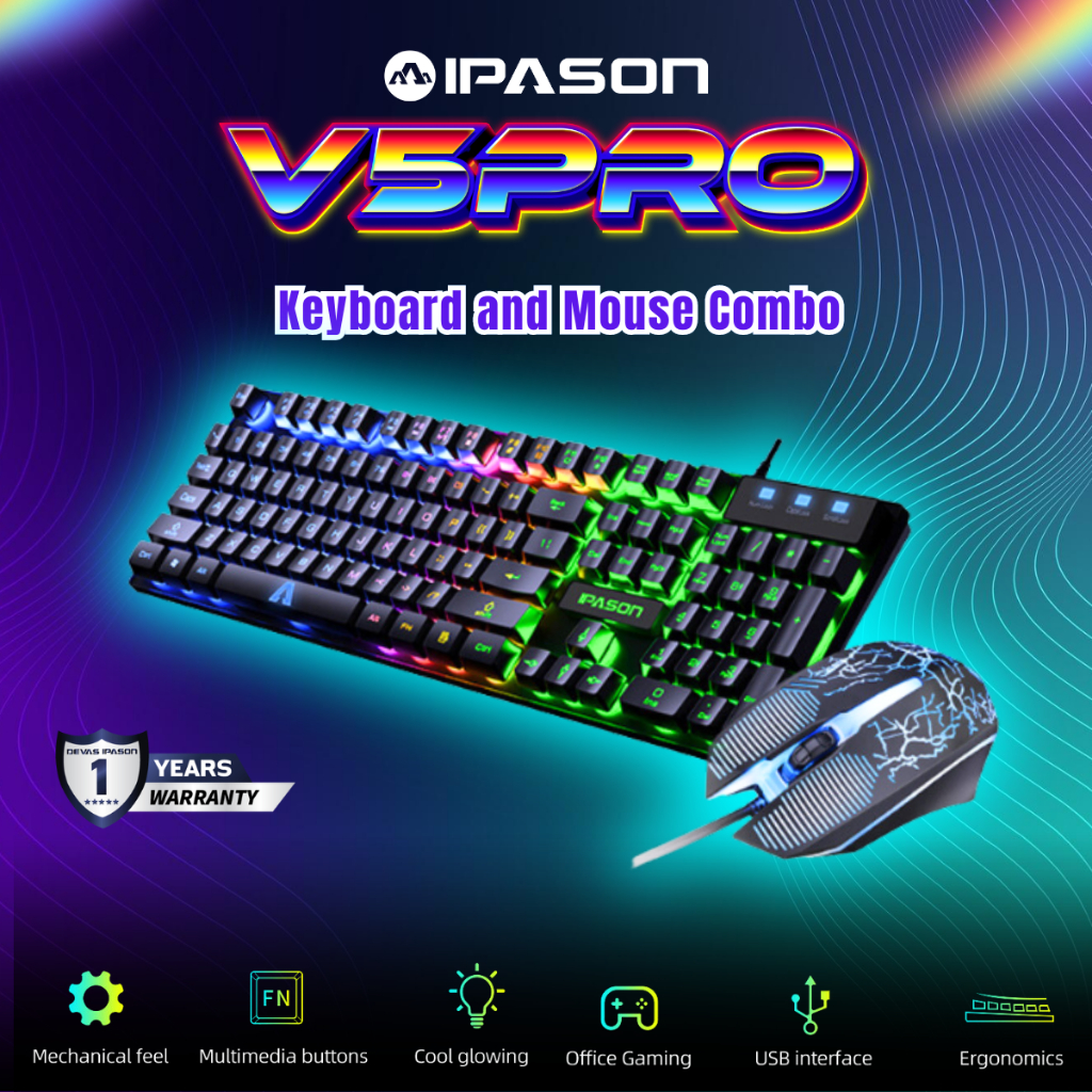 IPASON รุ่น V5PRO Keyboard Mouse Combo 104 Keys USB คีย์บอร์ด แป้นพิมพ์ ...