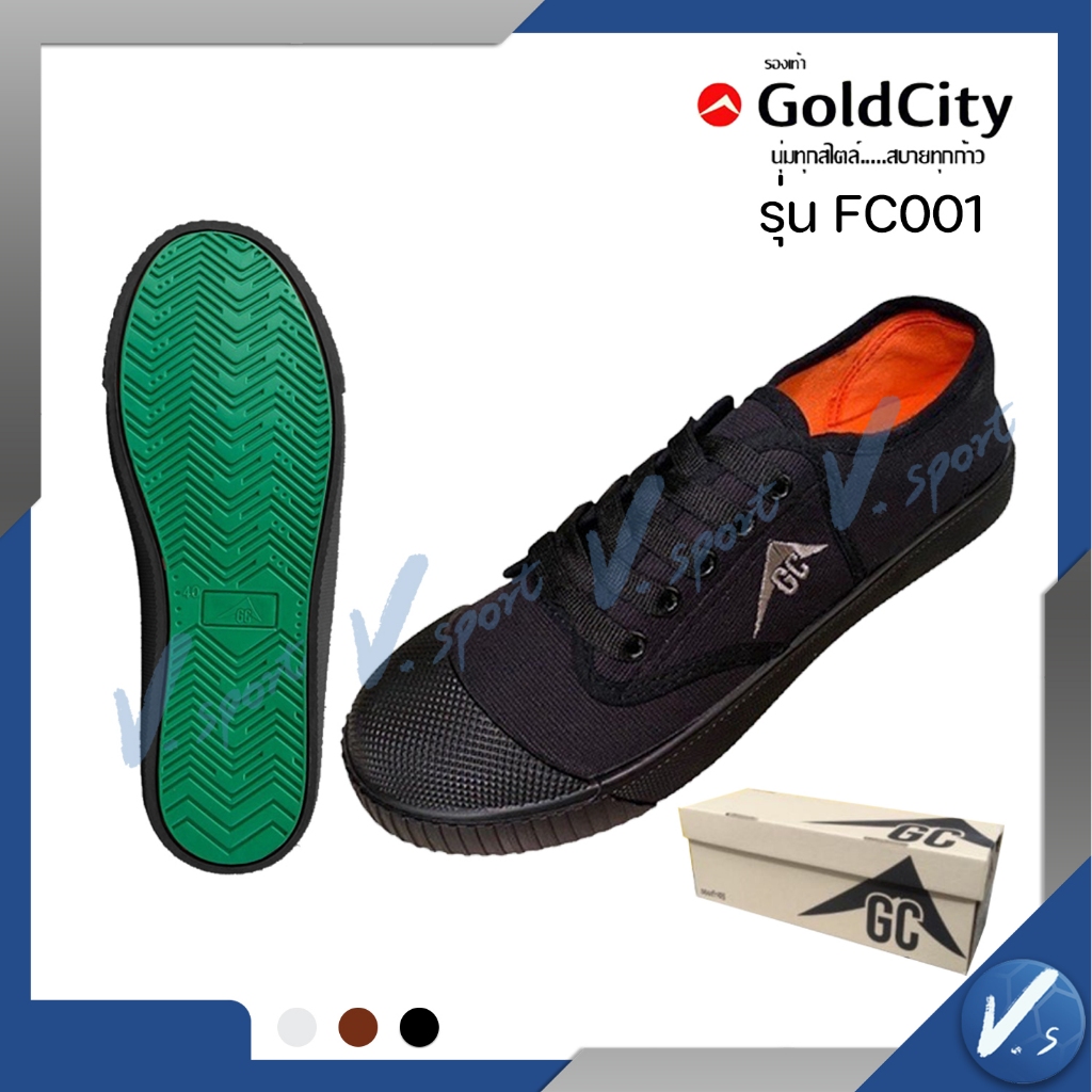 รองเท้านักเรียน ชาย ยี่ห้อ โกลซิตี้ Gold City รุ่น GC Fc001 สี ดำ น้ำตาล ขาว ของเเท้ จากบริษัท ...