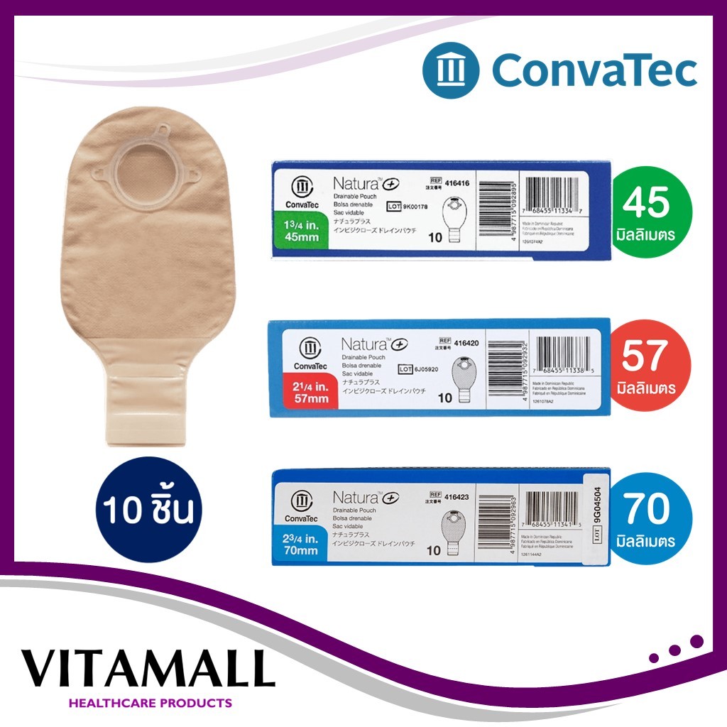 Convatec Sur-fit Natura Drainable Pouch ปลายเปิดแบบตีนตุ๊กแก (เฉพาะถุง ...