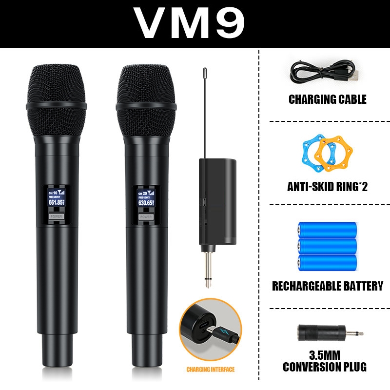 [Type-C] ไมโครโฟนไร้สายมืออาชีพ VM8 / VM9 ไมโครโฟนไร้สายแบบดั้งเดิม 50 ม. ระยะยาวรับระยะยาว UHF ...