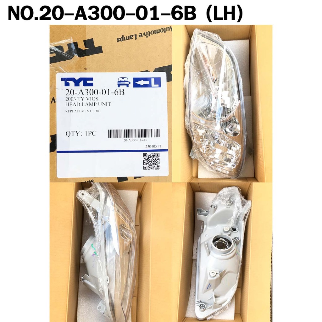 ไฟหน้ารถยนต์ TOYOTA VIOS ปี2003 (LH) TYC โตโยต้า วีออส 20-A300-01-6B ...