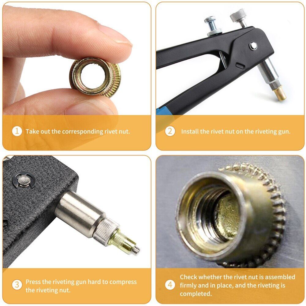 175 pcs เหล็กคาร์บอน Rivet Nuts M3 M4 M6 M8 M10 Rivetnuts แบนหัว Rivet ...