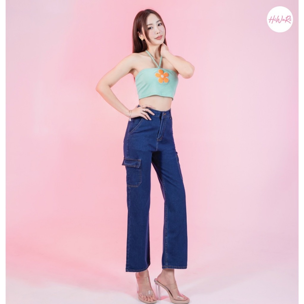 ส่งฟรี HIWARI JEANS รุ่น H7 ทรงกระบอก ผ้าไม่ยืดยืด เอวสูง | Shopee Thailand