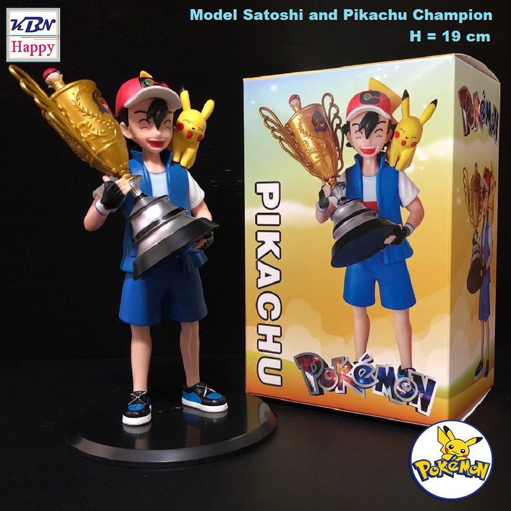 Model Figures Pokémon Satoshi and Pikachu Win Champion โมเดล ฟิกเกอร์ ...