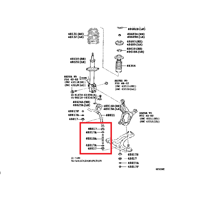 ชุดสกรูกันโคลงหน้า Toyota Yaris NSP152 2014 48817-52011/90948-02179/ ...