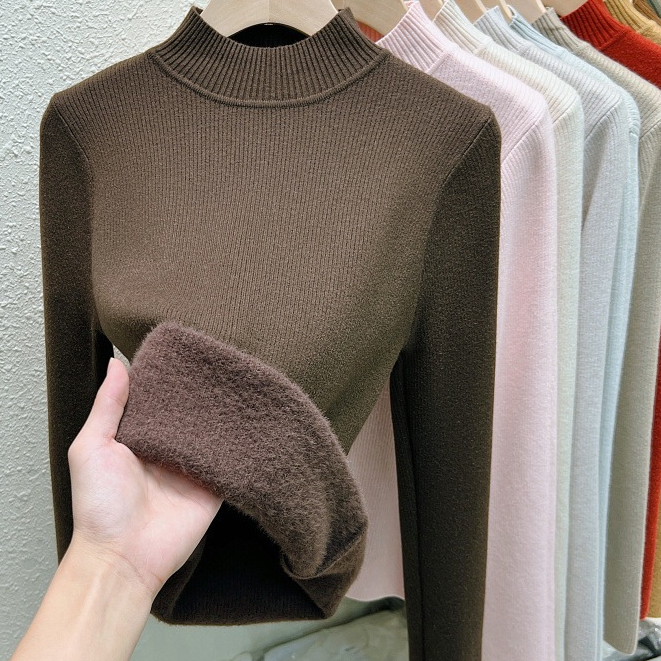 (378)ลองจอน ฮีทเทค เสื้อกันหนาวคอปีน แขนยาวบุขน ใส่ได้ทั้งผู้หญิง และ ...