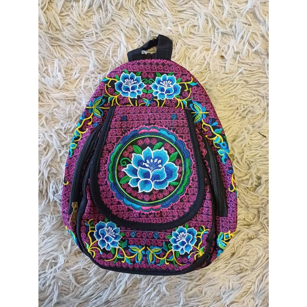 เลือกลาย กระเป๋าเป้ ผ้าปัก กระเป๋าม้ง Thai Hmong Shoulder School ...