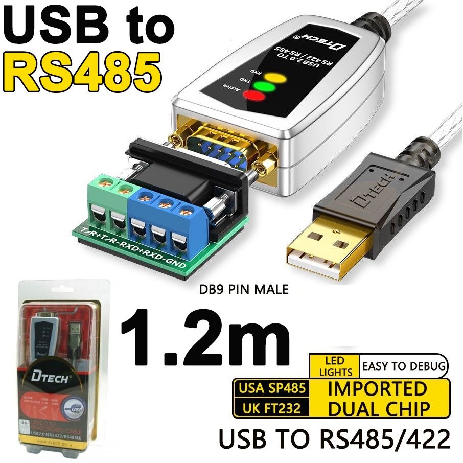 สายแปลง USB 2.0 to RS485 RS422 Serial Converter Adapter Cable 1.2m FTDI Chip Windows Mac OS ...