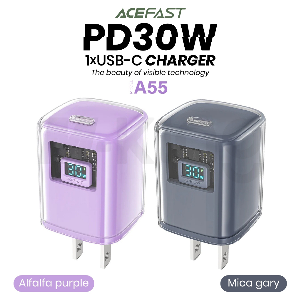 Acefast รุ่น A55 หัวชาร์จ ชาร์จเร็ว PD30W GaN 1 USB-C อะแดปเตอร์ หัว US ...