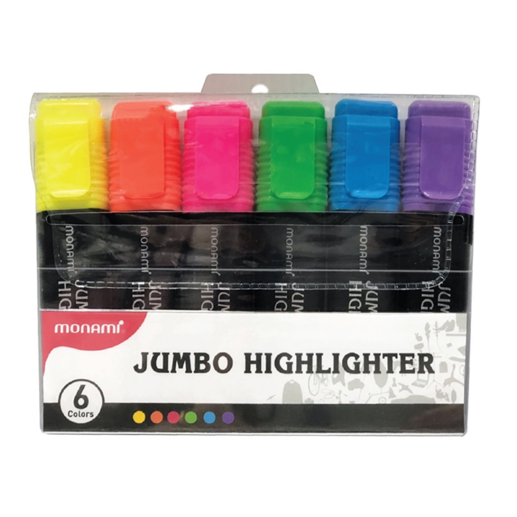 ปากกาเน้นข้อความ ปากกาไฮไลท์ Monami แพ็ค 6 สี รุ่น Jumbo highlighter ...