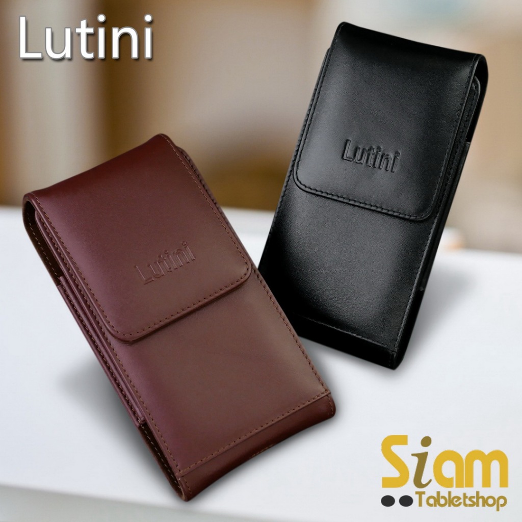 ☘ Lutini [แนวตั้ง] หนังวัวแท้ ซอง กระเป๋า คาดเอว ใส่มือถือ 2 เครื่อง ☘ ...