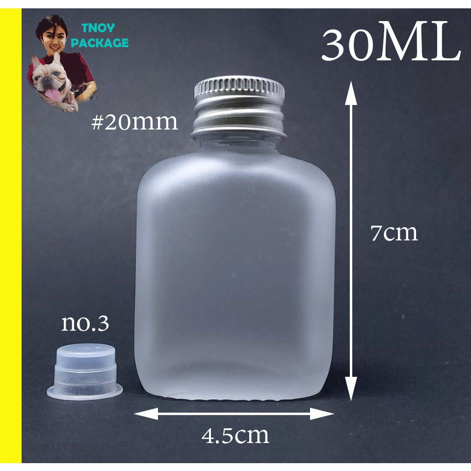 ขวด 30 มล. (25ใบ) ขวดแบน 30ml ขวดแก้วใส 30cc จุกปิดno.3+ฝา | Shopee Thailand