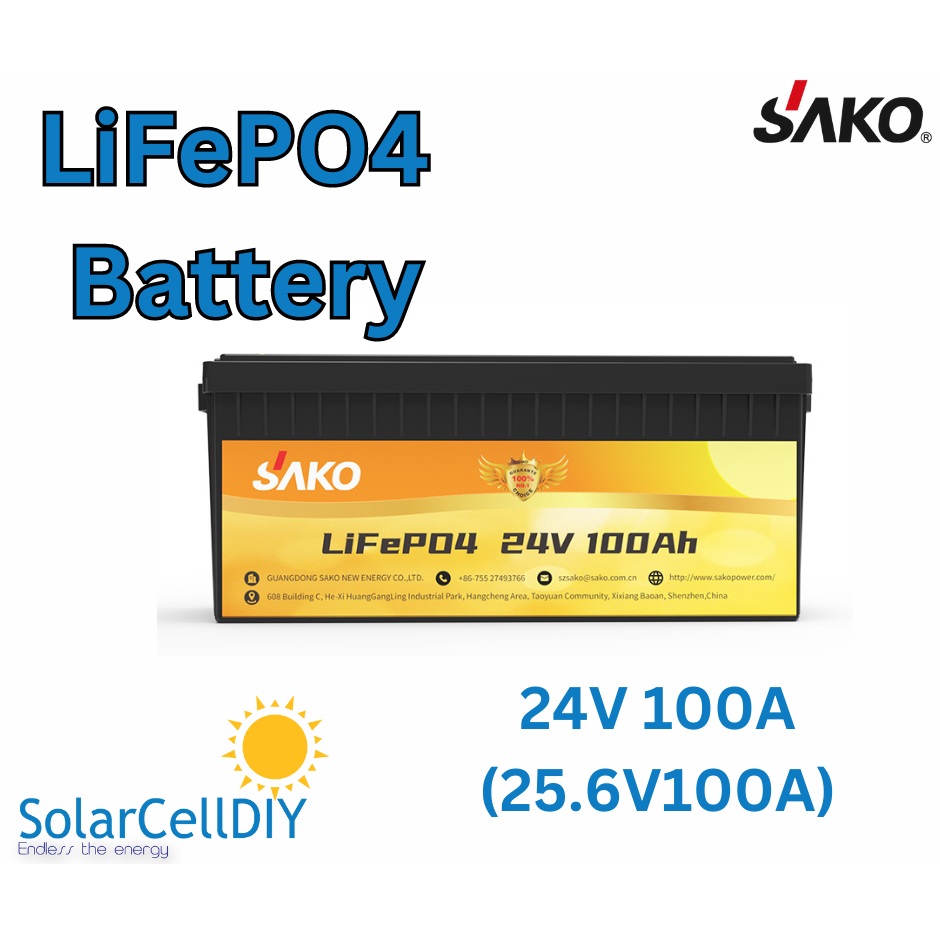 SAKO แบตเตอรี่ลิเธียม Lithium LiFePO4 24V100A(25.6V100A) สำหรับ ระบบโซ ...
