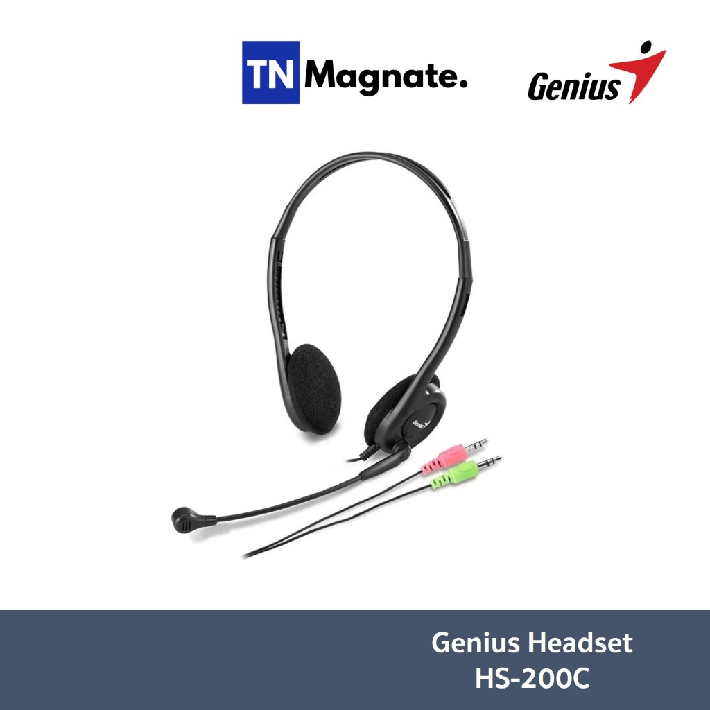 [หูฟังพร้อมไมค์] Genius Headset HS-200C Black | Shopee Thailand