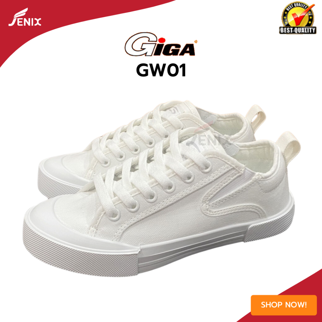 รองเท้าผ้าใบ GiGA รุ่น GW01 สีขาว รุ่นใหม่ล่าสุด | Shopee Thailand