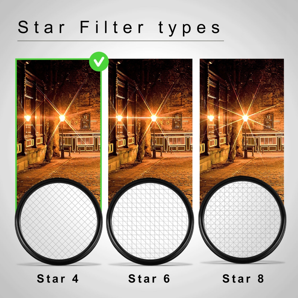 Star Filter by DHD ฟิลเตอร์เพิ่มเอฟเฟ็กซ์แสงแฟลร์ 4/6/8 แฉก HD Slim ...