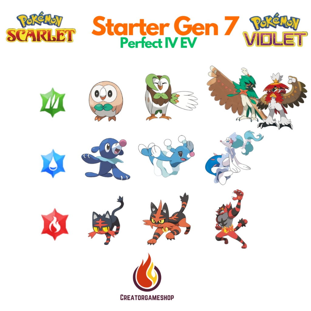 Pokemon Starter Pokemon Scarlet and Violet Starter Gen 7 | Shopee Thailand