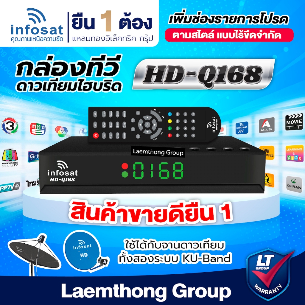infosat q168 / L168 hd กล่องดาวเทียม c/ku band (เชื่อมต่อ Youtube ...