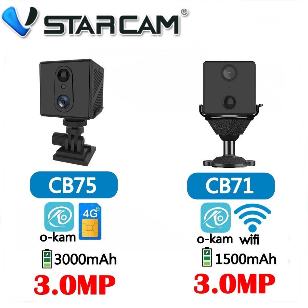 Vstarcam CB71 CB76-2 WIFI /CB75 /CB75D(เลนส์คู่)กล้องใส่ซิม SIM 4G มีแบตเตอรี่ในตัว คมชัด 3ล้าน ...