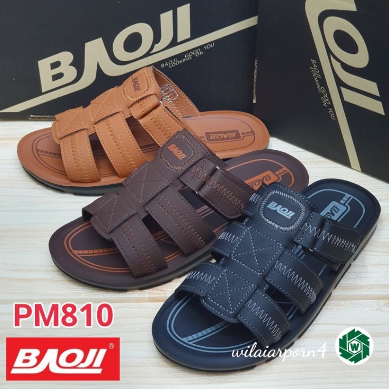 Baoji PM810 รองเท้าแตะสวม (39-44) สีดำ / สีน้ำตาล | Shopee Thailand